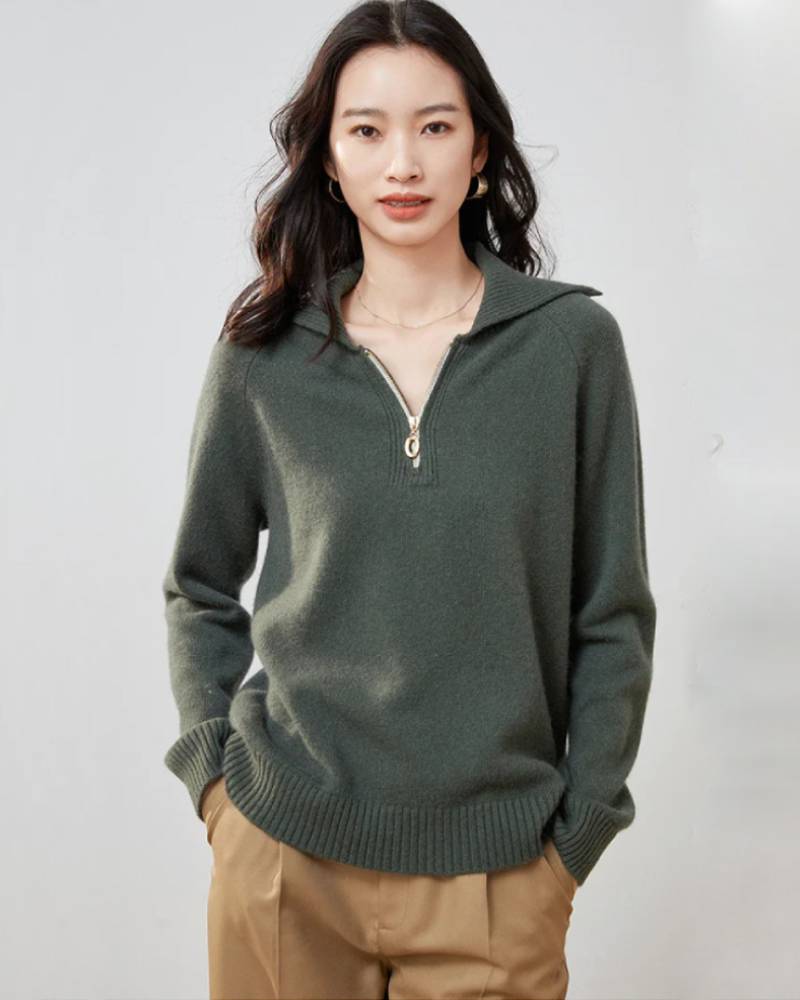 Pure Cashmere Half-zip Collar Jumper – Gentle Herde